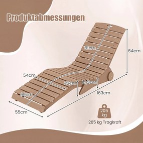 Costway Lehátko z HDPE Ergonomické zahradní lehátko ve tvaru