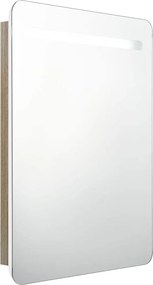 LED koupelnová skříňka se zrcadlem bílá a dub 60 x 11 x 80 cm 326508