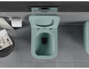 Mexen Teo WC mísa Rimless s pomalu padající deskou slim, duroplast, Světle matová zelená - 30854048