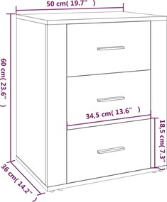 vidaXL Noční stolek 50x36x60 cm kompozitní dřevo [816712] Barva: kouřový dub