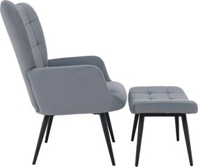 Křeslo s podnoží, šedá Velvet látka/černá, HABEN