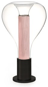 Elegantní stolní lampa ze skla a dřevěné dýhy Eris Table  Elegantní stolní lampa ze skla a dřevěné dýhy Eris Dekor: Bledě růžový, Podstavec: Matný…