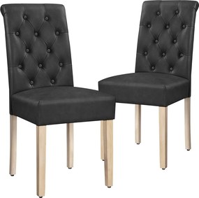 Sada 2 ks – Jídelní židle Yaheetech – hnědá, 45,5 cm (šířka) × 62 cm (hloubka) × 98,5 cm (výška) (267482149218)