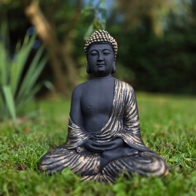 Betonová zahradní figurka Meditující Buddha zlatá varianta 30 cm 6 kg dekorace