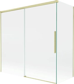 Mexen Rox, 2-křídlová posuvná vanová zástěna 160 + 80 x 150 cm, 8mm čiré sklo, zlatý matný profil, 8C9-160-080-55-00