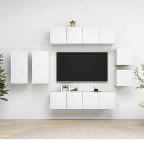 8dílný set TV skříněk bílý kompozitní dřevo