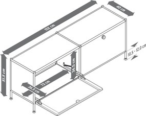 Tchibo - Kovová nízká skříňka CN3 s výklopnými dvířky - barva: šedá