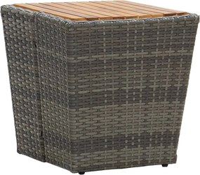 3dílný bistro set s poduškami šedý polyratan a sklo 3278746