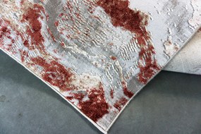 BE Koberec Mitra 3001 TERRA - hnědý šedý červený obdélníkový Rozměr: 60x100 cm