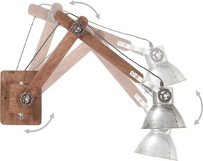 Nástěnná lampa industriální styl stříbrná kulatá E27 320575