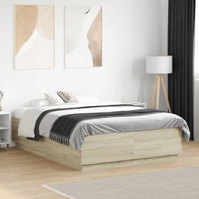 Rám postele s LED osvětlením dub sonoma 120 x 190 cm kompozit 3209655