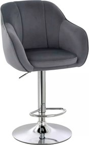 LuxuryForm DESIGN Barová židle AVOLA VELUR na stříbrné kulaté podstavě - tmavě šedá