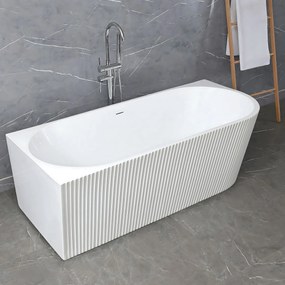 Rea Wenus, akrylová rohová vana 1700x800x575 mm, levá, bílá s černou odtokovou zátkou, KPL-W6129
