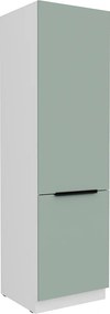 ARIA sb | vysoká skříňka 60 LO-210 2F na vestavnou lednici | 60 cm | ANTI FINGERPRINT povrch | bílá/aquamarine