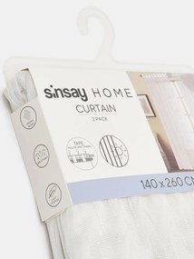 Sinsay - Sada záclon na řasící pásce s metalickým efektem opotřebení 2 pack - bílá