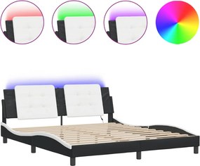 Rám postele s LED bez matrace Zadar černý a bílý 180x200 cm 3214129