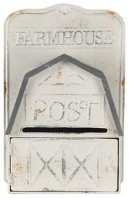 Bílo šedá retro poštovní schránka Farmhouse – 26x12x39 cm