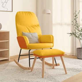 vidaXL Houpací křeslo se stoličkou textil [3097402] Barva: horčicově žlutá