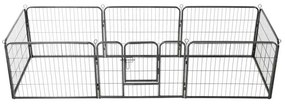 Ohrádka pro psy 8 panelů ocelová 60 x 80 cm černá 170572