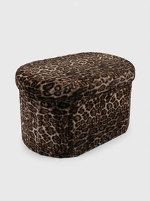 Sinsay - Puf s leopardím vzorem a úložnou funkcí - hnědá