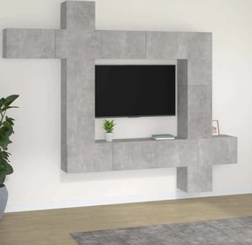 vidaXL 9dílný set TV skříněk kompozitní dřevo [3114658] Barva: Betonová šedá