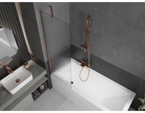 Mexen Next, vanová zástěna 1-křídlová 60 x 150 cm, fixní křídlo, 6 mm sklo s pruhy, růžové zlato profil, 895-060-000-00-09-60
