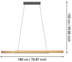 Eglo 390369 - LED Stmívatelný lustr na lanku MONTEBUONO LED/21W/230V 3000K hnědá
