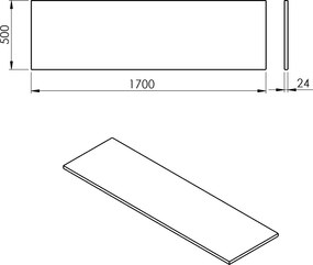 Sapho PLATO deska Rockstone 1700 x 24 x500 mm bílá mat PL170-0101