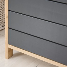 HOMCOM koupelnová skříňka, víceúčelová skříňka, 3 patra, nastavitelná, MDF + bambus, šedá, 32x30x80 cm
