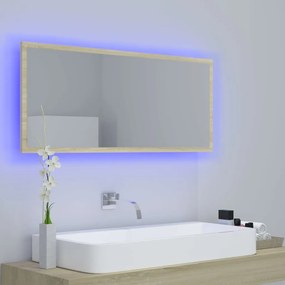 vidaXL Marketos LED koupelnové zrcadlo dub sonoma 100 x 8,5 x 37 cm akrylové