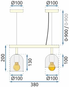 Toolight, závěsné stropní svítidlo 2xE27 APP1032-2C, bílá-zlatá, OSW-06983