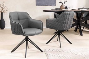 Designová otočná židle Natasha šedá kůže