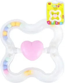 Chrastítko srdce s kuličkami pastelové transparentní / 8,5 cm / plast
