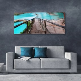 akrylový obraz Schody Jezero Architektura 125x50 cm
