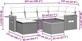 7dílná zahradní sedací souprava s poduškami černá polyratan 3259424