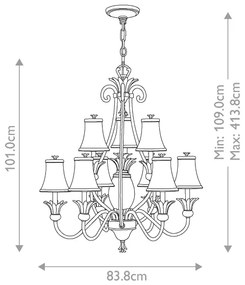 Hinkley HK-PLANT10-PL - Lustr na řetězu PLANTATION 10xE14/40W/230V stříbrná