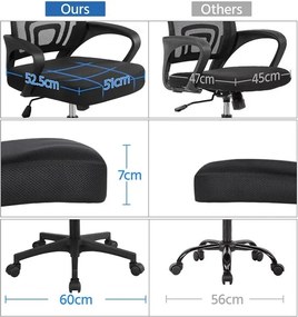 Kancelářská židle Yaheetech – šířka 60 cm (253174899037)