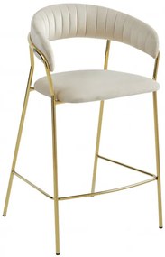 Barová židle BADIA sametová béžová (zlaté nohy)