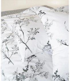 Bílé/šedé povlečení na jednolůžko z bavlny Renforcé 140x200 cm White Floral – Mila Home Luxury
