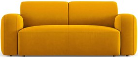 Hořčicově žlutá sametová dvoumístná pohovka MICADONI Greta 170 cm
