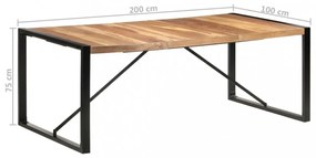 Jídelní stůl masivní dřevo / kov Dekorhome 200x100x75 cm
