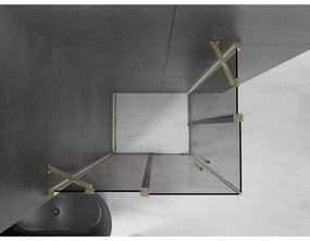 Mexen Velar Duo, sprchový kout s posuvnými dveřmi 90 x 80 cm, 8mm šedé sklo, zlatá lesklá, 871-090-080-42-50