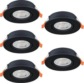 Eglo 902266 -SADA 5x LED Podhledové bodové svítidlo BARRANCO LED/4,8W/230V černá