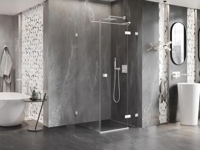 Mexen Lunar T, výklopný sprchový kout pravý 80 x 80 cm, 8mm čiré sklo, bílý profil, 834T-080-080-20-00-P