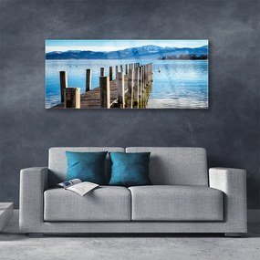akrylový obraz Most Moře Hory Architektura 125x50 cm