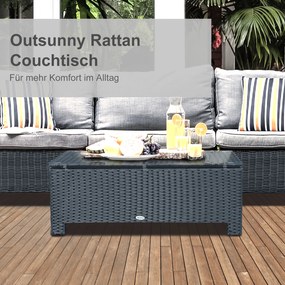 Zahradní stolek Outsunny z polyratanu odolného proti povětrnostním vlivům černý 85x50x39cm na balkon terasu | Aosom.de