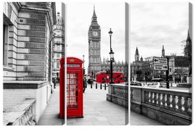 Vícedílný obraz Londýnská Telefonní Budka A Big Ben Nedostatek Nedostatek Přírodní plátno 180x120