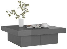 Petromila Konferenční stolek šedý vysoký lesk 90 x 90 x 28 cm dřevotříska