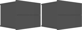Noční stolky Noone - 2ks - černé s vysokým leskem | 40x30x30 cm