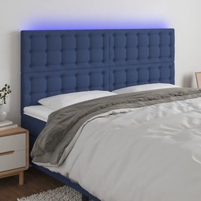 Čelo postele s LED modrá 200x5x118/128 cm textil 3122886